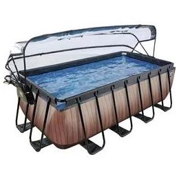 Framepool EXIT "inkl. multifunktionaler Poolabdeckung & W&auml;rmepumpe", braun, B:200cm H:122cm L:400cm, Schwimmbecken, BxLxH: 200x400x122 cm, mit Sandfilteranlage und Sicherheitsleiter