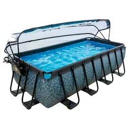Framepool EXIT, grau, B:200cm H:100cm L:400cm, Schwimmbecken, BxLxH: 200x400x100 cm, mit Abdeckung