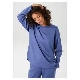 Sweatshirt Aniston CASUAL, Damen, Gr. 38, blau, Jersey, Obermaterial: 49% Modal, 46% Polyester, 5% Elasthan, unifarben, l&auml;ssig geschnitten Po-bedeckend, Rundhals, Sweatshirts Sweatshirt, in trendiger Farbpalette, Topseller