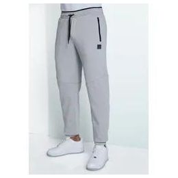 Sweathose John Devin, Damen, Gr. L (52/54), N-Gr, grau (hellgrau), angeraute Sweatware, Obermaterial: 60% Baumwolle, 40% Polyester, unifarben, bequem lang, Hosen Sweathose, Jogginghose mit seitlichen Taschen und Bindeband aus Baumwoll-Mix