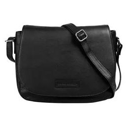 Umh&auml;ngetasche Bruno Banani, Damen, Gr. B/H/T: 28cm x 22cm x 9cm onesize, schwarz, Leder, leicht gl&auml;nzend, unifarben, Taschen Umh&auml;ngetasche, echt Leder
