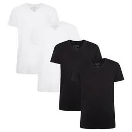 T-Shirt Bamboo basics "T-Shirt VELO 4er Pack", Damen, Gr. S, wei&szlig; (wei&szlig;, schwarz), Obermaterial: 68% Viskose CV. 28% Baumwolle CO. 4% Elasthan EL., Shirts T-Shirt