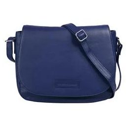 Umh&auml;ngetasche Bruno Banani, Damen, Gr. B/H/T: 28cm x 22cm x 9cm onesize, blau, Leder, leicht gl&auml;nzend, unifarben, Taschen Umh&auml;ngetasche, echt Leder