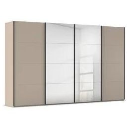 Schwebet&uuml;renschrank Rauch "Kleiderschrank Schrank Garderobe Schlafzimmerschrank SCALE-FYRA", grau (fango, griffleisten schwarz), B:360cm H:223cm T:68cm, Holzwerkstoff, Schr&auml;nke, Schwebet&uuml;renschrank, edle viergeteilte T&uuml;ren mit Spiegel und vielen Farben MADE IN GERMANY