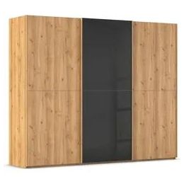 Schwebet&uuml;renschrank Rauch "Kleiderschrank Schrank Garderobe Schlafzimmerschrank SCALE-WOOD", schwarz (asteiche massiv, glas schwarz), B:271cm H:223cm T:68cm, Holz teilmassiv, Schr&auml;nke, Schwebet&uuml;renschrank, edle geteilte Front in massiver Asteiche mit Glast&uuml;ren MADE IN GERMANY
