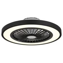 Globo LIGHTING Deckenleuchte "BLIZZAK", schwarz (schwarz matt), &Oslash; 54cm H: 15,9cm, 1 Stk., Leuchten, Deckenventilator, Deckenlampe, moderner Ventilator, Deckenleuchte