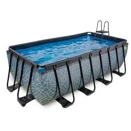 Framepool EXIT, grau, B:200cm H:122cm L:400cm, Schwimmbecken, BxLxH: 200x400x122 cm, mit Sandfilteranlage und Leiter