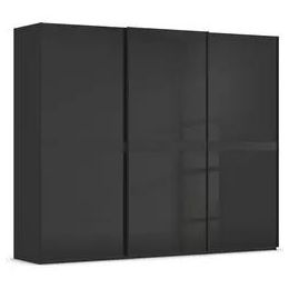 Schwebet&uuml;renschrank Rauch "Kleiderschrank Schrank Garderobe Schlafzimmerschrank SCALE-LINE", schwarz (schwarz, glas schwarz), B:271cm H:223cm T:68cm, Holzwerkstoff, Schr&auml;nke, Schwebet&uuml;renschrank, edle Optik mit Bauchbinde in Korpusfarbe mit Glasfront MADE IN GERMANY
