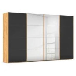 Schwebet&uuml;renschrank Rauch "Kleiderschrank Schrank Garderobe Schlafzimmerschrank SCALE-FYRA", schwarz (asteiche, glas schwarz, griffleisten asteiche), B:360cm H:223cm T:68cm, Holzwerkstoff, Schr&auml;nke, Schwebet&uuml;renschrank, edle viergeteilte T&uuml;ren Spiegel/Glas-Mix viele Farben MADE IN GERMANY
