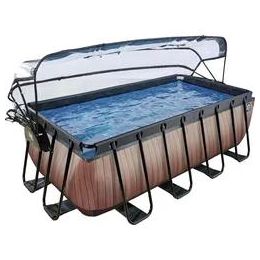 Framepool EXIT "inkl. multifunktionaler Poolabdeckung", braun, B:200cm H:122cm L:400cm, Schwimmbecken, BxLxH: 200x400x122 cm, mit Sandfilteranlage und Sicherheitsleiter