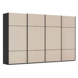 Schwebet&uuml;renschrank Rauch "Kleiderschrank Schrank Garderobe Schlafzimmerschrank SCALE-TRIO", beige (schwarz, glas champagner matt, griffleisten schwarz), B:360cm H:223cm T:68cm, Holzwerkstoff, Schr&auml;nke, Schwebet&uuml;renschrank, edle dreigeteilte Front mit 2 Zierleisten Glasfront MADE IN GERMANY