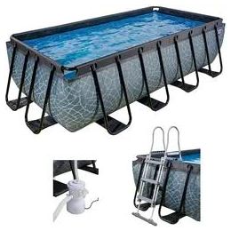 Framepool EXIT, grau, B:200cm H:100cm L:400cm, Schwimmbecken, BxLxH: 200x400x100 cm, mit Filterpumpe und Sicherheitsleiter
