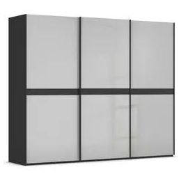Schwebet&uuml;renschrank Rauch "Kleiderschrank Schrank Garderobe Schlafzimmerschrank SCALE-LINE", grau (schwarz, glas seidengrau), B:271cm H:223cm T:68cm, Holzwerkstoff, Schr&auml;nke, Schwebet&uuml;renschrank, edle Optik mit Bauchbinde in Korpusfarbe mit Glasfront MADE IN GERMANY