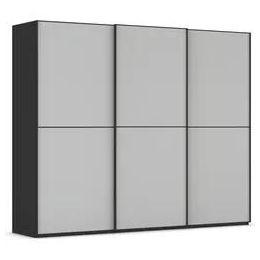 Schwebet&uuml;renschrank Rauch "Kleiderschrank Schrank Garderobe Schlafzimmerschrank SCALE-DUO", grau (schwarz, glas seidengrau matt, griffleisten schwarz), B:271cm H:223cm T:68cm, Holzwerkstoff, Schr&auml;nke, Schwebet&uuml;renschrank, edle zweigeteilte T&uuml;ren Glas-Front mit 3 Zierleisten MADE IN GERMANY