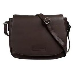 Umh&auml;ngetasche Bruno Banani, Damen, Gr. B/H/T: 28cm x 22cm x 9cm onesize, braun, Leder, leicht gl&auml;nzend, unifarben, Taschen Umh&auml;ngetasche, echt Leder