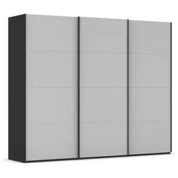 Schwebet&uuml;renschrank Rauch "Kleiderschrank Schrank Garderobe Schlafzimmerschrank SCALE-FYRA", grau (schwarz, glas seidengrau matt, griffleisten schwarz), B:271cm H:223cm T:68cm, Holzwerkstoff, Schr&auml;nke, Schwebet&uuml;renschrank, edle viergeteilte T&uuml;ren mit Glas-Front viele Farben MADE IN GERMANY