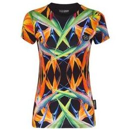 T-Shirt Plein Sport "T-Shirt", Damen, Gr. S, schwarz (0221, schwarz, multicolorot), Obermaterial: 100% Baumwolle, Shirts T-Shirt