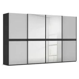 Schwebet&uuml;renschrank Rauch "Kleiderschrank Schrank Garderobe Schlafzimmerschrank SCALE-LINE", grau (schwarz, glas seidengrau), B:360cm H:223cm T:68cm, Holzwerkstoff, Schr&auml;nke, Schwebet&uuml;renschrank, edle Optik mit Bauchbinde mit Glas/Spiegel-Front MADE IN GERMANY