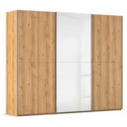 Schwebet&uuml;renschrank Rauch "Kleiderschrank Schrank Garderobe Schlafzimmerschrank SCALE-WOOD", wei&szlig; (asteiche massiv, glas kristallwei&szlig;), B:271cm H:223cm T:68cm, Holz teilmassiv, Schr&auml;nke, Schwebet&uuml;renschrank, edle geteilte Front in massiver Asteiche mit Glast&uuml;ren MADE IN GERMANY
