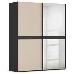 Schwebet&uuml;renschrank Rauch "Kleiderschrank Schrank Garderobe Schlafzimmerschrank SCALE-LINE", beige (schwarz, glas champagner matt), B:181cm H:223cm T:68cm, Holzwerkstoff, Schr&auml;nke, Schwebet&uuml;renschrank, edle Optik mit Bauchbinde mit Glas/Spiegel-Front MADE IN GERMANY