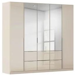 Dreht&uuml;renschrank OTTO HOME "Kleiderschrank Kleiderschr&auml;nke Schrank Garderobe AGORDO mit Glasfront", beige (beige, glas beige (champagner)), B:226cm H:229cm T:54cm, Holzwerkstoff, Schr&auml;nke, Dreht&uuml;renschrank, mit Au&szlig;enschubk&auml;sten, in 7 Breiten und 2 H&ouml;hen MADE IN GERMANY