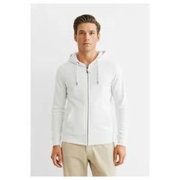 Kapuzensweatjacke INDICODE "INPonto", Herren, Gr. M, wei&szlig; (sanftes wei&szlig;), Sweatware, Obermaterial: 60% Baumwolle, 40% Polyester, unifarben, regular fit normal, ohne Ausschnitt, Rippb&uuml;ndchen, Sweatjacken