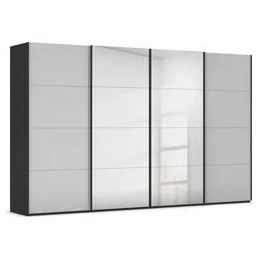 Schwebet&uuml;renschrank Rauch "Kleiderschrank Schrank Garderobe Schlafzimmerschrank SCALE-FYRA", grau (schwarz, glas seidengrau, griffleisten schwarz), B:360cm H:223cm T:68cm, Holzwerkstoff, Schr&auml;nke, Schwebet&uuml;renschrank, edle viergeteilte T&uuml;ren Spiegel/Glas-Mix viele Farben MADE IN GERMANY