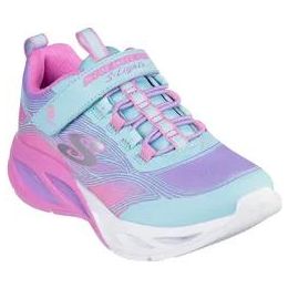 Sneaker Skechers "COSMIC GLOW LIGHTS", M&auml;dchen, Gr. 32, bunt (t&uuml;rkis, multi), Lederimitat, Textil, kontrastfarbene Details, Schuhe Sneaker, Klettschuh mit Glitzer, Gr&ouml;&szlig;enschablone zum Download