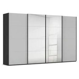 Schwebet&uuml;renschrank Rauch "Kleiderschrank Schrank Garderobe Schlafzimmerschrank SCALE-FYRA", grau (schwarz, glas seidengrau matt, griffleisten schwarz), B:360cm H:223cm T:68cm, Holzwerkstoff, Schr&auml;nke, Schwebet&uuml;renschrank, edle viergeteilte T&uuml;ren Spiegel/Glas-Mix viele Farben MADE IN GERMANY