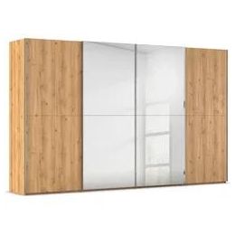 Schwebet&uuml;renschrank Rauch "Kleiderschrank Schrank Garderobe Schlafzimmerschrank SCALE-WOOD", braun (asteiche massiv, griffleisten chrom), B:360cm H:223cm T:68cm, Holz teilmassiv, Schr&auml;nke, Schwebet&uuml;renschrank, edle geteilte Front in massiver Asteiche mit Spiegel MADE IN GERMANY