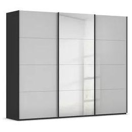 Schwebet&uuml;renschrank Rauch "Kleiderschrank Schrank Garderobe Schlafzimmerschrank SCALE-FYRA", grau (schwarz, glas seidengrau, griffleisten schwarz), B:271cm H:223cm T:68cm, Holzwerkstoff, Schr&auml;nke, Schwebet&uuml;renschrank, edle viergeteilte T&uuml;ren Spiegel/Glas-Mix viele Farben MADE IN GERMANY