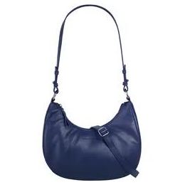 Umh&auml;ngetasche Bruno Banani, Damen, Gr. B/H/T: 28cm x 24cm x 9cm onesize, blau, Leder, leicht gl&auml;nzend, unifarben, Taschen Umh&auml;ngetasche, echt Leder