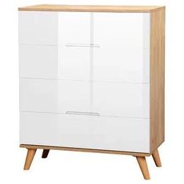 Schubkastenkommode OTTO HOME "Lund Schlafzimmerschrank W&auml;scheschrank mit hochgl&auml;nzenden Fronten", wei&szlig;, B:76cm H:94,5cm T:39,5cm, FSC-zertifizierter Holzwerkstoff, Sideboards, Schlafzimmerkommode Bestseller im skandinavischem Design
