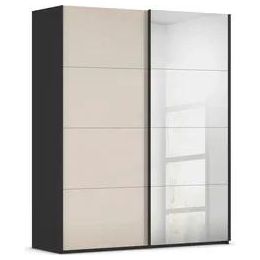 Schwebet&uuml;renschrank Rauch "Kleiderschrank Schrank Garderobe Schlafzimmerschrank SCALE-FYRA", beige (schwarz, glas champagner, griffleisten schwarz), B:181cm H:223cm T:67cm, Holzwerkstoff, Schr&auml;nke, Schwebet&uuml;renschrank, edle viergeteilte T&uuml;ren Spiegel/Glas-Mix viele Farben MADE IN GERMANY