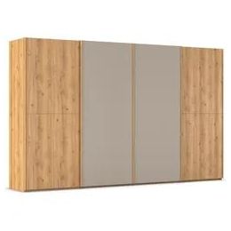 Schwebet&uuml;renschrank Rauch "Kleiderschrank Schrank Garderobe Schlafzimmerschrank SCALE-WOOD", braun (asteiche massiv, glas fango matt), B:360cm H:223cm T:68cm, Holz teilmassiv, Schr&auml;nke, Schwebet&uuml;renschrank, edle geteilte Front in massiver Asteiche mit Glast&uuml;ren MADE IN GERMANY