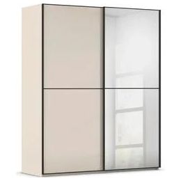 Schwebet&uuml;renschrank Rauch "Kleiderschrank Schrank Garderobe Schlafzimmerschrank SCALE-DUO", beige (champagner, glas champagner, griffleisten schwarz), B:181cm H:223cm T:68cm, Holzwerkstoff, Schr&auml;nke, Schwebet&uuml;renschrank, edle zweigeteilte T&uuml;ren Spiegel/Glas-Mix 3 Zierleisten MADE IN GERMANY