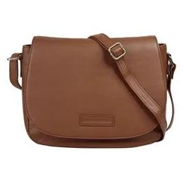 Umh&auml;ngetasche Bruno Banani, Damen, Gr. B/H/T: 28cm x 22cm x 9cm onesize, braun (cognac), Leder, leicht gl&auml;nzend, unifarben, Taschen Umh&auml;ngetasche, echt Leder