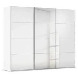 Schwebet&uuml;renschrank Rauch "Kleiderschrank Schrank Garderobe Schlafzimmerschrank SCALE-FYRA", wei&szlig; (alpinwei&szlig;, glas kristallwei&szlig;, griffleisten chrom), B:271cm H:223cm T:68cm, Holzwerkstoff, Schr&auml;nke, Schwebet&uuml;renschrank, edle viergeteilte T&uuml;ren Spiegel/Glas-Mix viele Farben MADE IN GERMANY