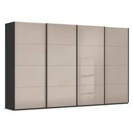 Schwebet&uuml;renschrank Rauch "Kleiderschrank Schrank Garderobe Schlafzimmerschrank SCALE-FYRA", beige (schwarz, glas fango, griffleisten schwarz), B:360cm H:223cm T:68cm, Holzwerkstoff, Schr&auml;nke, Schwebet&uuml;renschrank, edle viergeteilte T&uuml;ren mit Glas-Front viele Farben MADE IN GERMANY