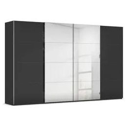 Schwebet&uuml;renschrank Rauch "Kleiderschrank Schrank Garderobe Schlafzimmerschrank SCALE-FYRA", schwarz (schwarz, glas schwarz, griffleisten chrom), B:360cm H:223cm T:68cm, Holzwerkstoff, Schr&auml;nke, Schwebet&uuml;renschrank, edle viergeteilte T&uuml;ren Spiegel/Glas-Mix viele Farben MADE IN GERMANY