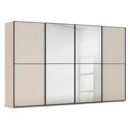 Schwebet&uuml;renschrank Rauch "Kleiderschrank Schrank Garderobe Schlafzimmerschrank SCALE-DUO", beige (fango, glas champagner, griffleisten schwarz), B:360cm H:223cm T:68cm, Holzwerkstoff, Schr&auml;nke, Schwebet&uuml;renschrank, edle zweigeteilte T&uuml;ren Spiegel/Glas-Mix 3 Zierleisten MADE IN GERMANY