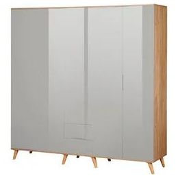 Kleiderschrank OTTO HOME "Lund Schlafzimmerschrankim skandinavischem Design", grau, B:200cm H:203cm T:52cm, FSC-zertifizierter Holzwerkstoff, Schr&auml;nke, Kleiderschrank, Garderobenschrank mit Premium Innenausstattung, Breite 200cm hochglanz
