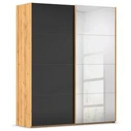 Schwebet&uuml;renschrank Rauch "Kleiderschrank Schrank Garderobe Schlafzimmerschrank SCALE-FYRA", schwarz (asteiche, glas schwarz, griffleisten asteiche), B:181cm H:223cm T:67cm, Holzwerkstoff, Schr&auml;nke, Schwebet&uuml;renschrank, edle viergeteilte T&uuml;ren Spiegel/Glas-Mix viele Farben MADE IN GERMANY