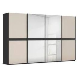Schwebet&uuml;renschrank Rauch "Kleiderschrank Schrank Garderobe Schlafzimmerschrank SCALE-LINE", beige (schwarz, glas champagner), B:360cm H:223cm T:68cm, Holzwerkstoff, Schr&auml;nke, Schwebet&uuml;renschrank, edle Optik mit Bauchbinde mit Glas/Spiegel-Front MADE IN GERMANY