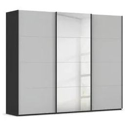 Schwebet&uuml;renschrank Rauch "Kleiderschrank Schrank Garderobe Schlafzimmerschrank SCALE-FYRA", grau (schwarz, glas seidengrau matt, griffleisten schwarz), B:271cm H:223cm T:68cm, Holzwerkstoff, Schr&auml;nke, Schwebet&uuml;renschrank, edle viergeteilte T&uuml;ren Spiegel/Glas-Mix viele Farben MADE IN GERMANY