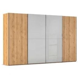 Schwebet&uuml;renschrank Rauch "Kleiderschrank Schrank Garderobe Schlafzimmerschrank SCALE-WOOD", grau (asteiche massiv, glas seidengrau), B:360cm H:223cm T:68cm, Holz teilmassiv, Schr&auml;nke, Schwebet&uuml;renschrank, edle geteilte Front in massiver Asteiche mit Glast&uuml;ren MADE IN GERMANY