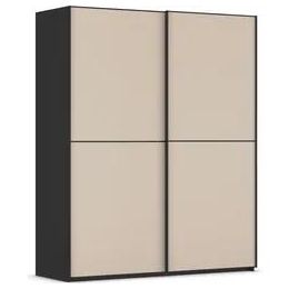 Schwebet&uuml;renschrank Rauch "Kleiderschrank Schrank Garderobe Schlafzimmerschrank SCALE-DUO", beige (schwarz, glas champagner matt, griffleisten schwarz), B:181cm H:223cm T:68cm, Holzwerkstoff, Schr&auml;nke, Schwebet&uuml;renschrank, edle zweigeteilte T&uuml;ren Glas-Front mit 3 Zierleisten MADE IN GERMANY