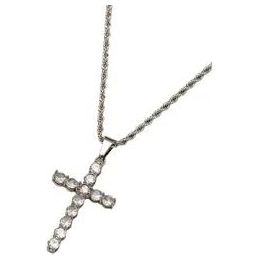 Kette mit Anh&auml;nger Firetti "Schmuck Geschenk Edelstahl Halsschmuck Halskette Kreuz", silber (silberfarben, kristallwei&szlig;), Halsketten, Damen, Edelstahl, L: 55 B: 2mm, Made in Germany - mit Zirkonia (synth.), B:2mm