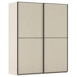 Schwebet&uuml;renschrank Rauch "Kleiderschrank Schrank Garderobe Schlafzimmerschrank SCALE-DUO", beige (champagner, griffleisten schwarz), B:181cm H:223cm T:68cm, Holzwerkstoff, Schr&auml;nke, Schwebet&uuml;renschrank, edle zweigeteilte T&uuml;ren und 3 Zierleisten MADE IN GERMANY