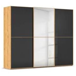 Schwebet&uuml;renschrank Rauch "Kleiderschrank Schrank Garderobe Schlafzimmerschrank SCALE-DUO", schwarz (asteiche, glas schwarz, griffleisten asteiche), B:271cm H:223cm T:68cm, Holzwerkstoff, Schr&auml;nke, Schwebet&uuml;renschrank, edle zweigeteilte T&uuml;ren Spiegel/Glas-Mix 3 Zierleisten MADE IN GERMANY